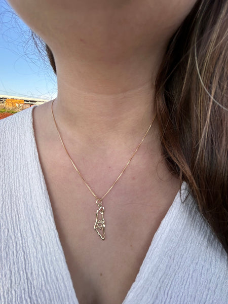 Map of Israel with a star of David Symbolic Jewish Israeli Necklace, 1